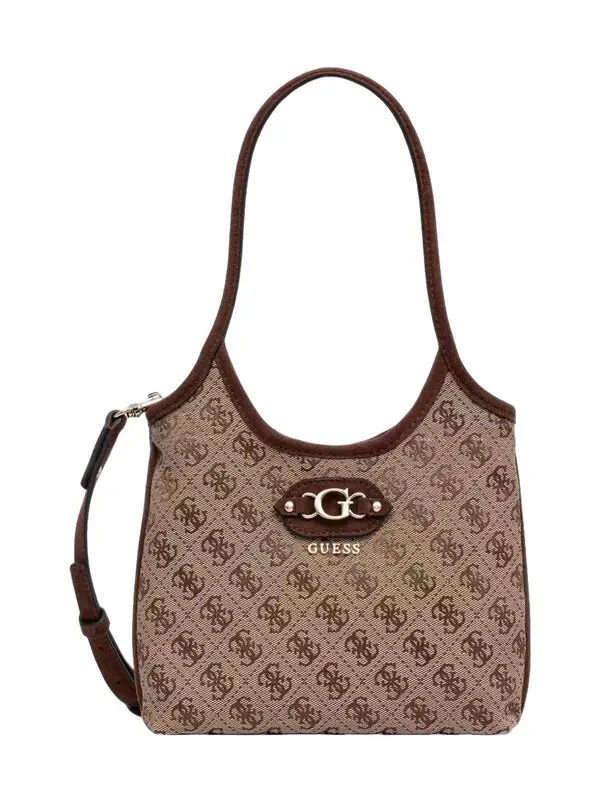 Guess Mini Samantha Monogram-print Logo-plaque Tote Bag - Neutrals
