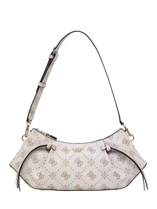 Guess Allegra Monogram-print Logo-plaque Shoulder Bag - White