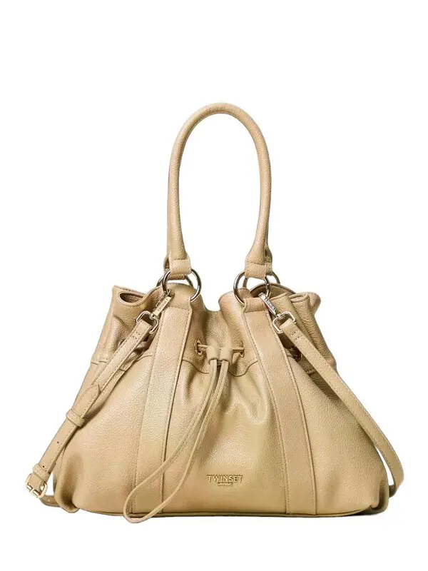 TWINSET Drawstring Grained Tote Bag - Neutrals