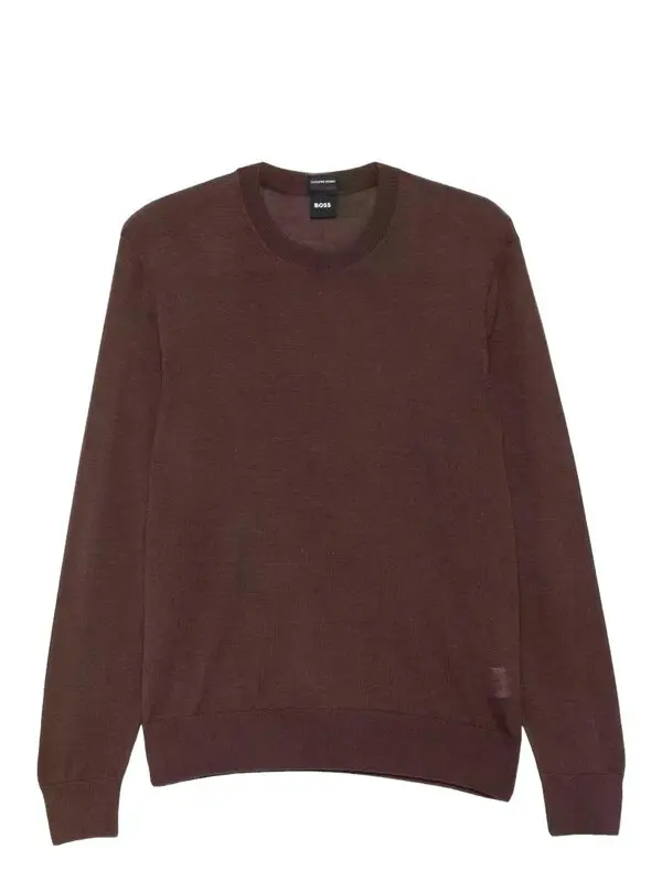 BOSS H-leno Crew-neck Wool Sweater - Brown