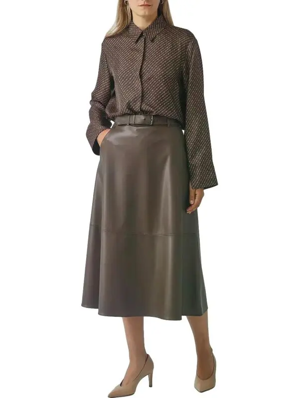 Max Mara Belted A-line Midi Skirt - Brown