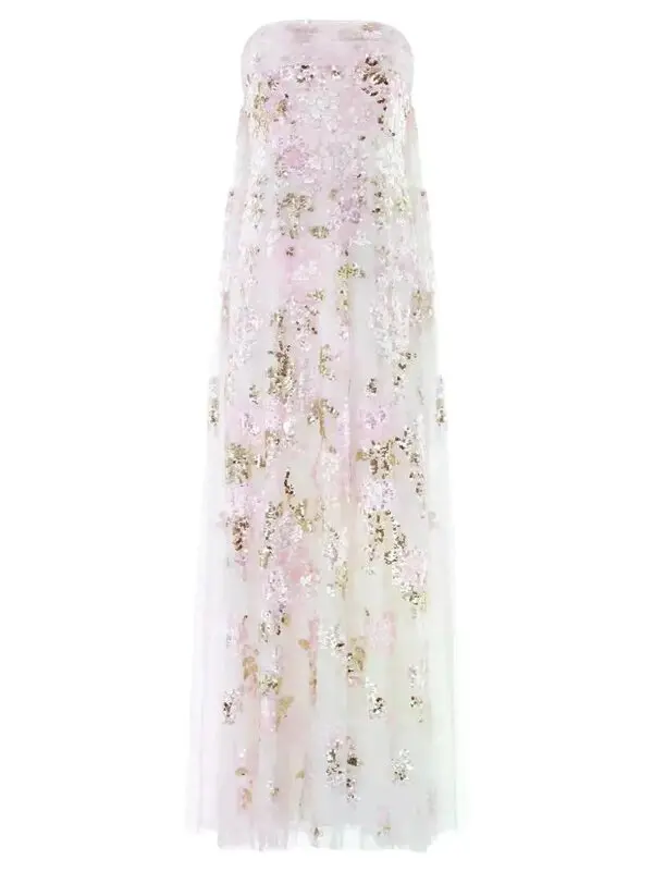 NEEDLE & THREAD Wisteria Sequin-embellished Maxi Dress - White
