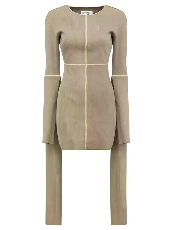 MAISON MARGIELA Exposed-seam Knitted Minidress - Neutrals