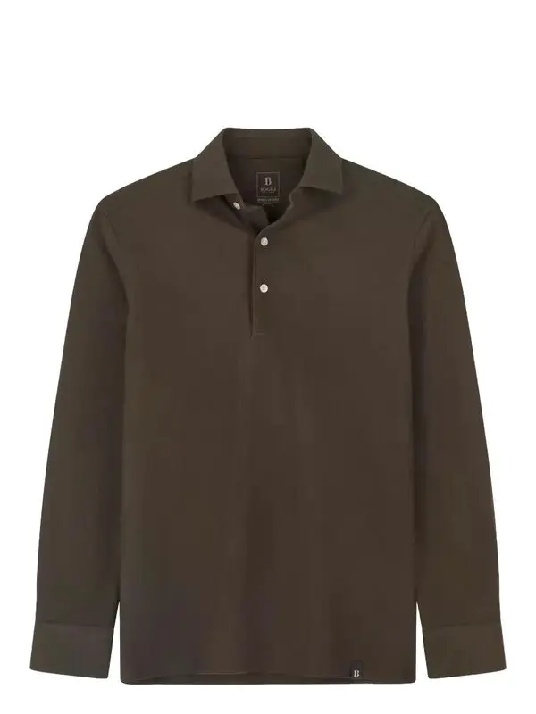 Boggi Milano Sakura Polo In Japanese Jersey - Brown