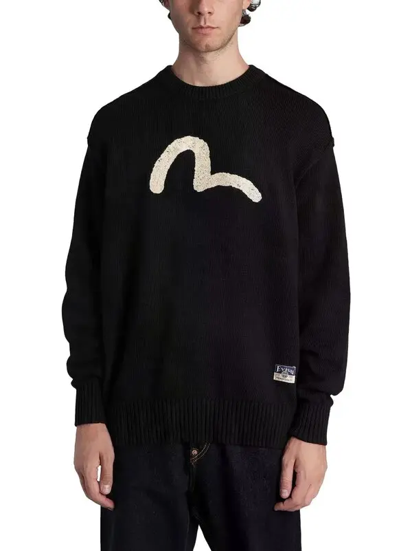 EVISU Seagull-intarsia Sweater - Black