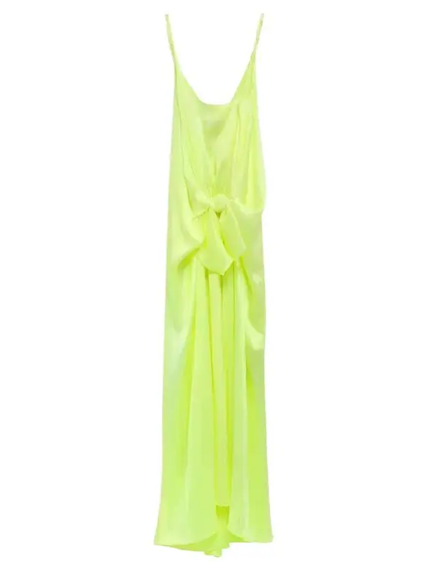 JW Anderson Knot-detail Crinkle-silk Maxi Dress - Yellow