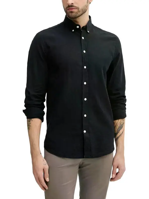 Lindbergh Button-down Long-sleeve Shirt - Black