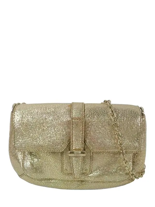 Saint Laurent Shearling Flap Shoulder Bag - Gold