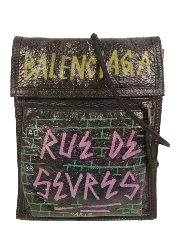 Balenciaga Graffiti Explorer Cross Body Bag - Black