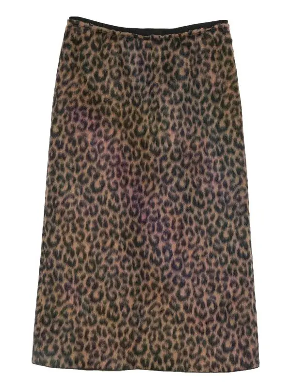 ALYSI Tubino Leopard-print Midi Skirt - Brown