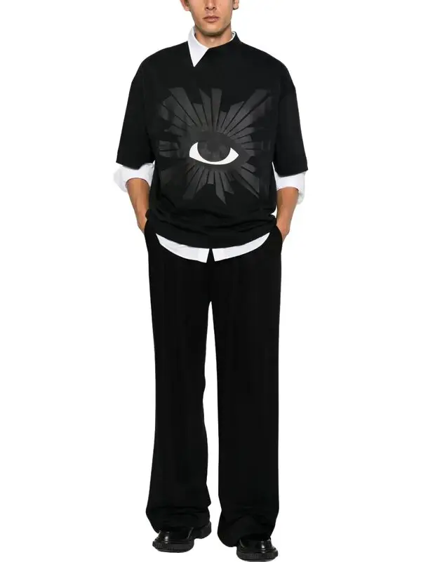 HOUSE OF ERRORS Graphic-print High-neck T-shirt - Black