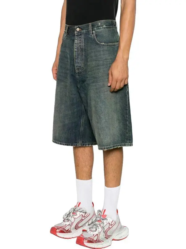 Balenciaga Faded Denim Shorts - Blue