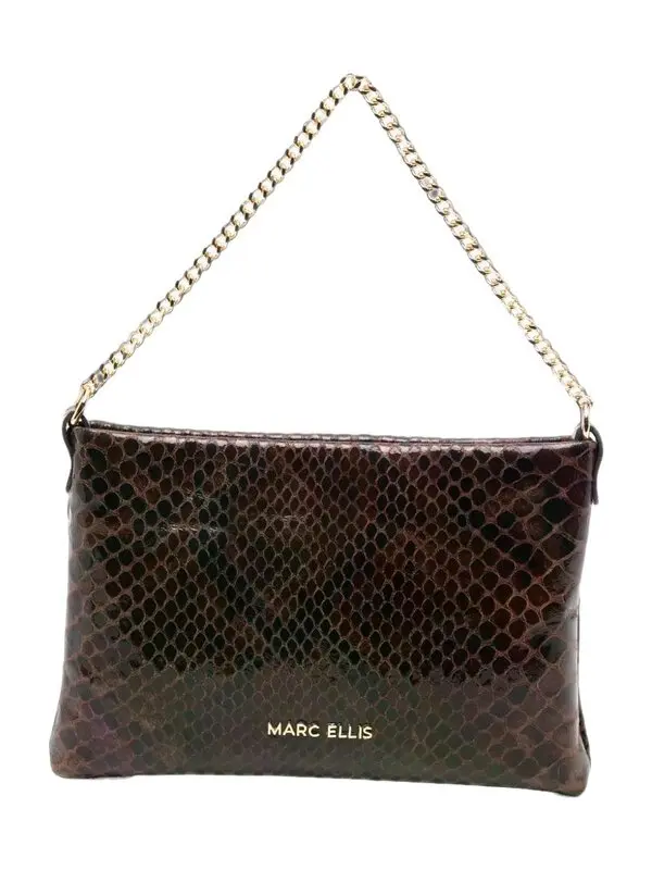 MARC ELLIS Ester Py Snake-effect Leather Shoulder Bag - Brown