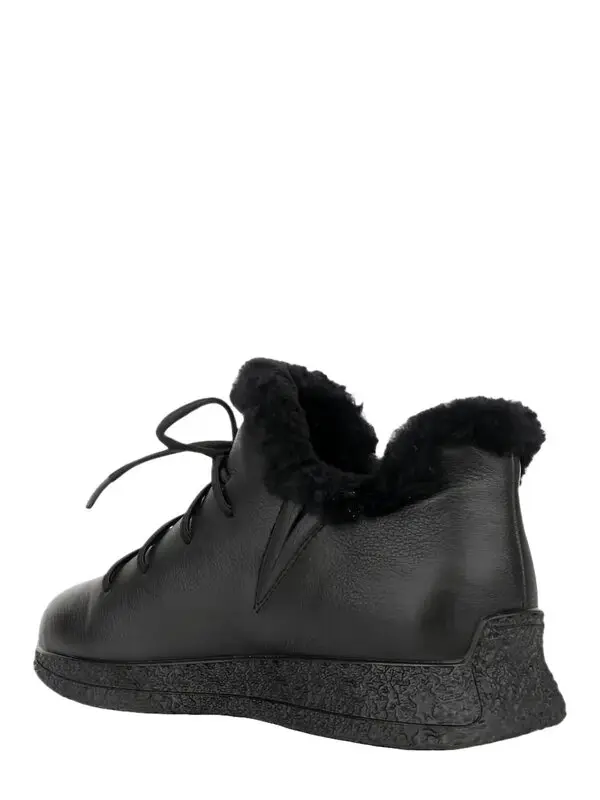 LINDA BAUMANN Shearling-trim Leather Sneakers - Black