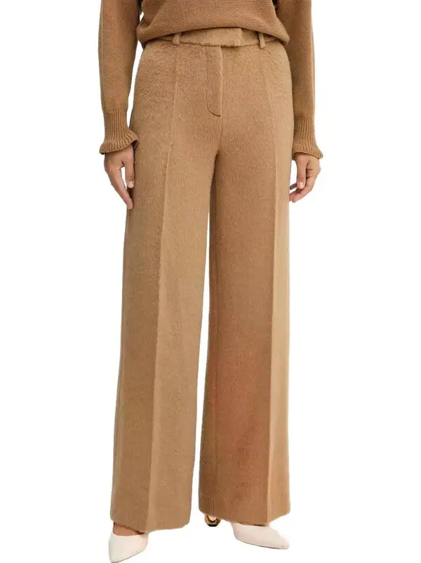 Luisa Spagnoli Brushed-effect Wide-leg Trousers - Brown