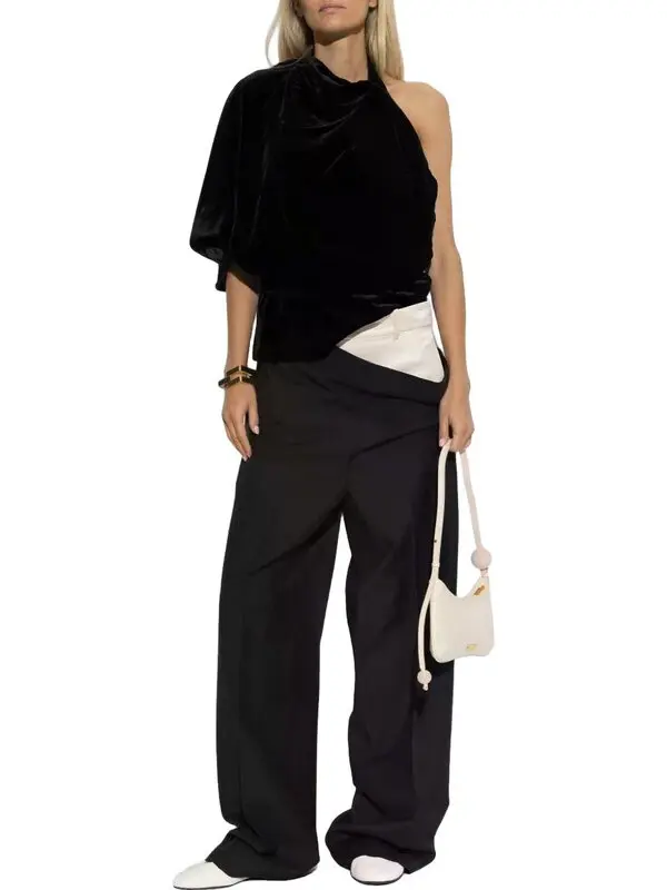 RÓHE One-shoulder Velvet Top - Black
