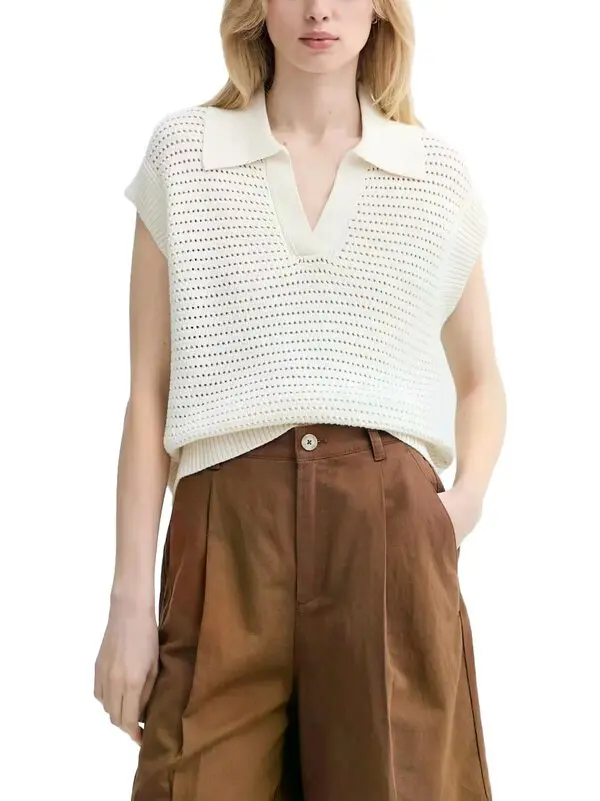 Marc O'polo Open-knit V-neck Vest - Neutrals