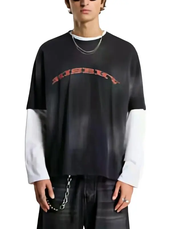 MISBHV Logo-print Faded-effect T-shirt - Black
