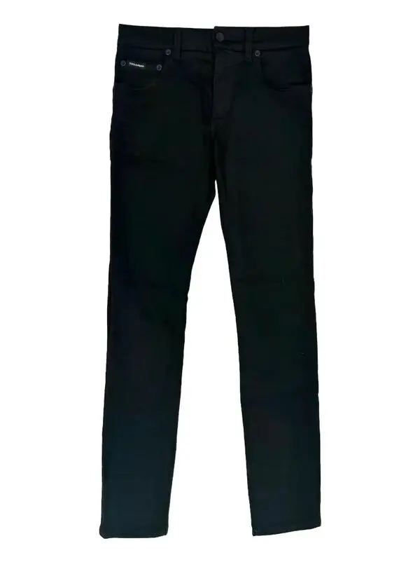 Dolce & Gabbana Logo-patch Slim-fit Jeans - Black
