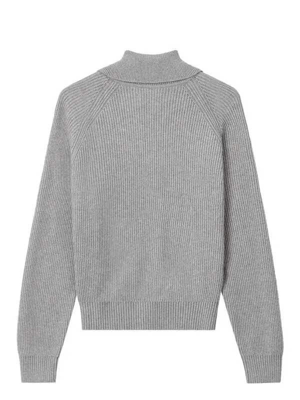 CHOCOOLATE Ribbed-knit Zip-up Cardigan - Grey
