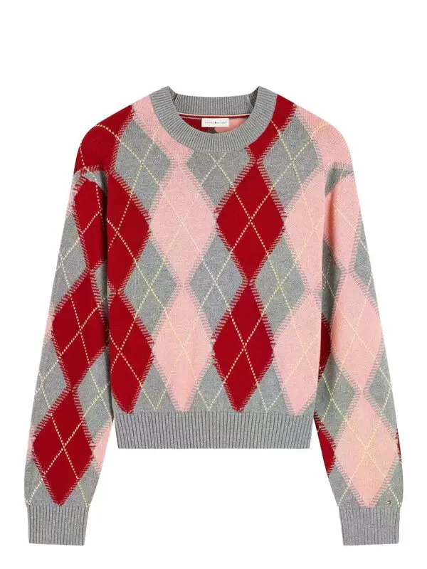 Tommy Hilfiger Argyle-pattern Cotton Jumper - Grey