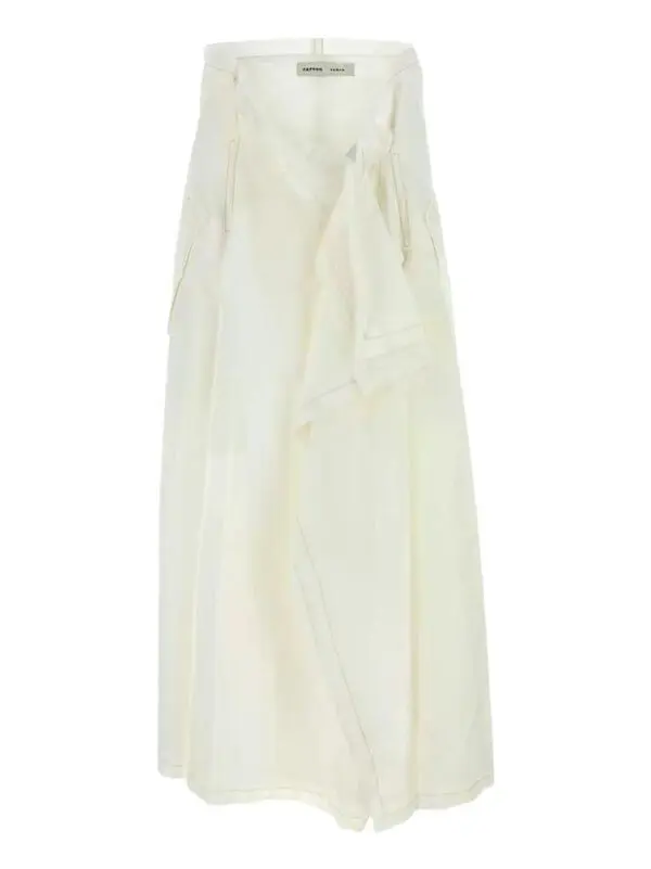 Carven Contrast-stitch Draped Skirt - White