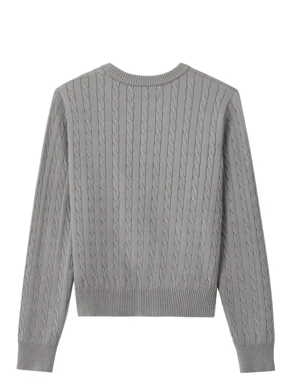 CHOCOOLATE Cable-knit Logo-patch Sweater - Grey