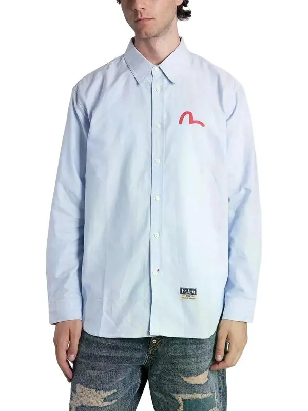 EVISU Logo-print Long-sleeve Shirt - Blue