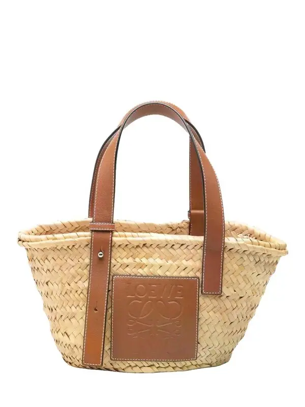 Loewe 2019 Small Raffia Anagram Basket Bag Bucket Bag - Neutrals