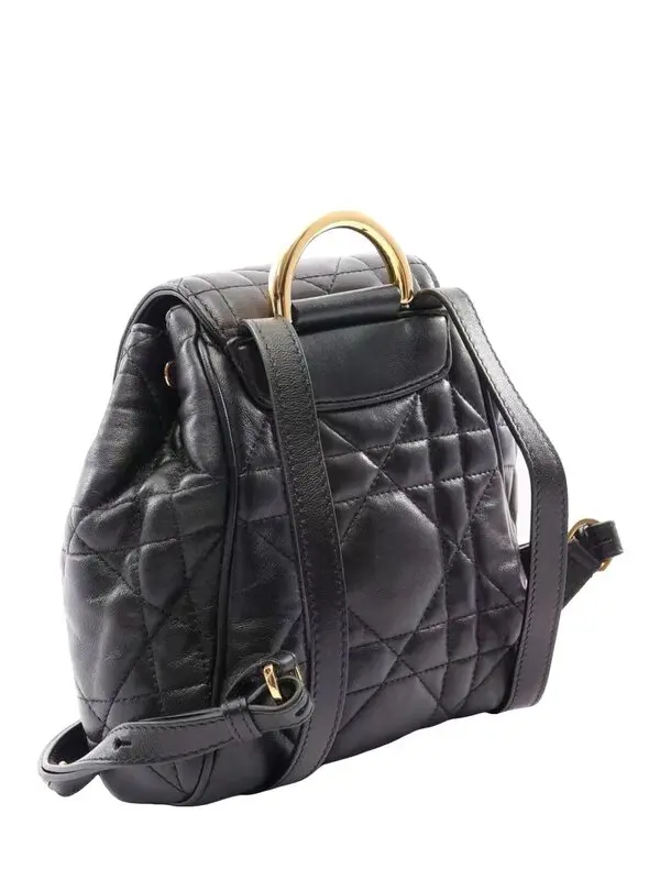 Dior 2000-2026 Small Lambskin Macrocannage Caro Backpack - Black