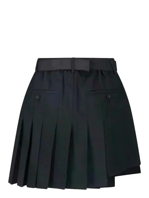 Sacai Belted Pleated Mini Skirt - Black