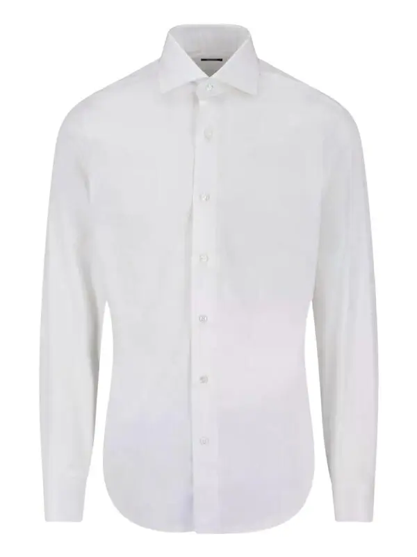 BARBA NAPOLI Long-sleeve Cotton Shirt - White