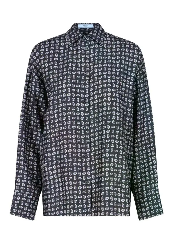Prada Paisley-print Silk Shirt - Blue