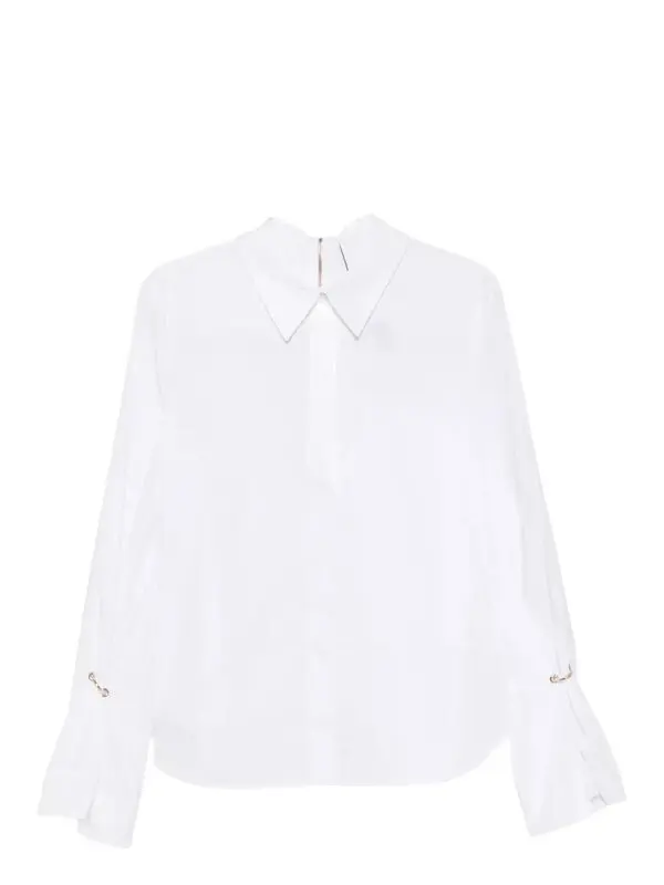 Erika Cavallini Ring-detail Flared-sleeve Shirt - White