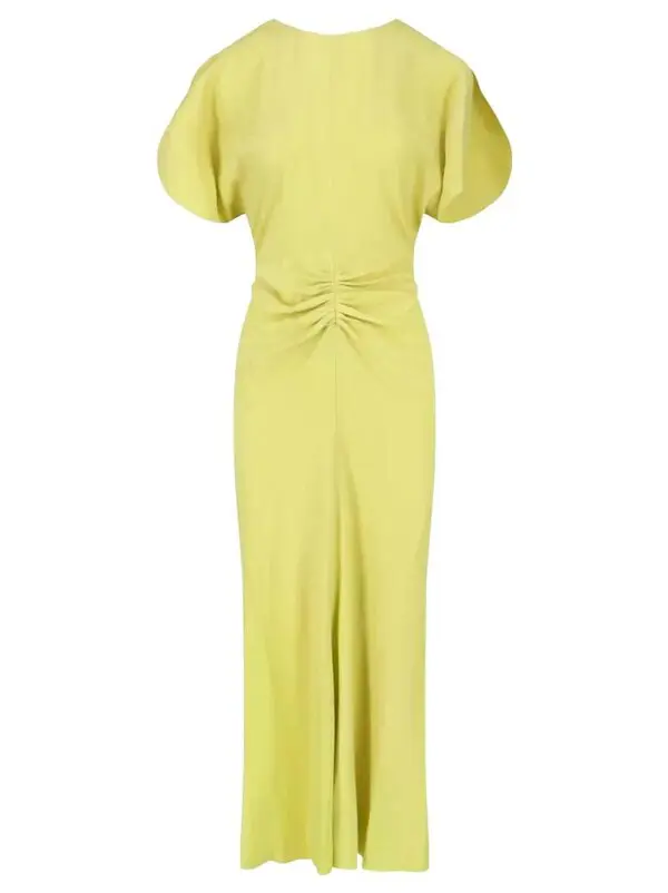 Victoria Beckham Bela Ruched-detail Midi Dress - Yellow
