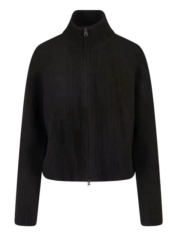 LISA YANG Ribbed Zip-up Cardigan - Brown