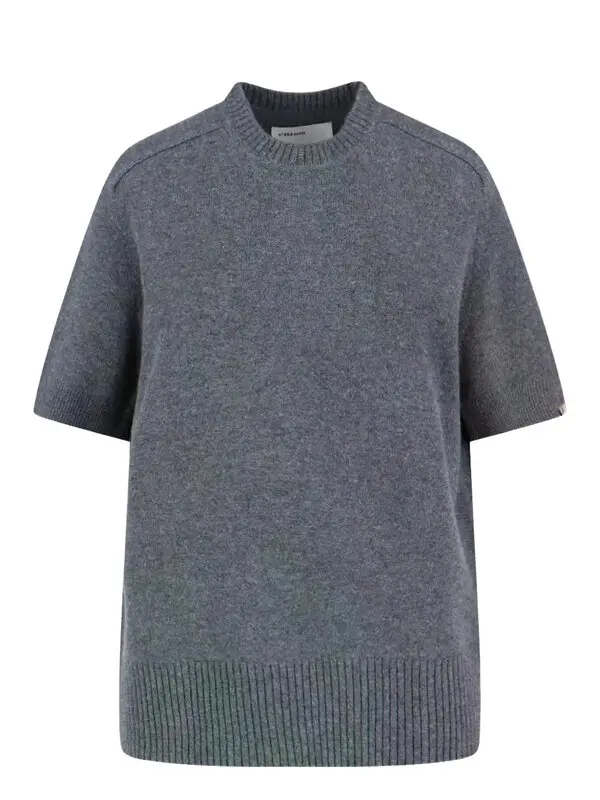Extreme Cashmere Short-sleeve Ribbed Sweater - Grey