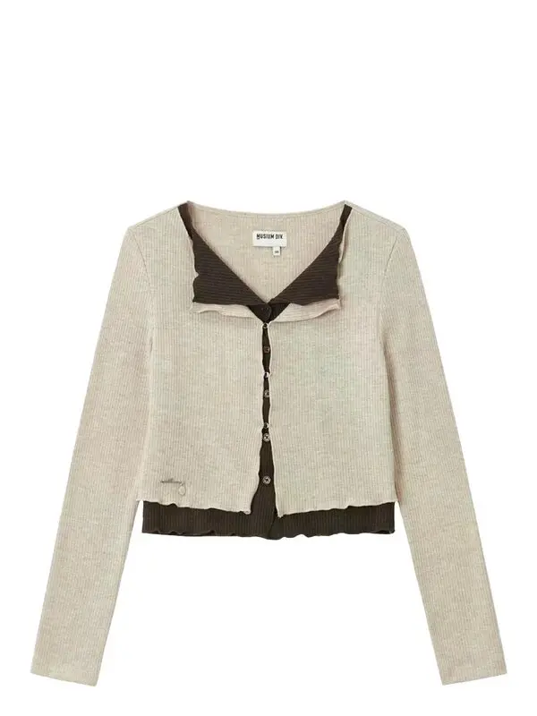 MUSIUM DIV. Layered-effect Ribbed Cardigan - Neutrals