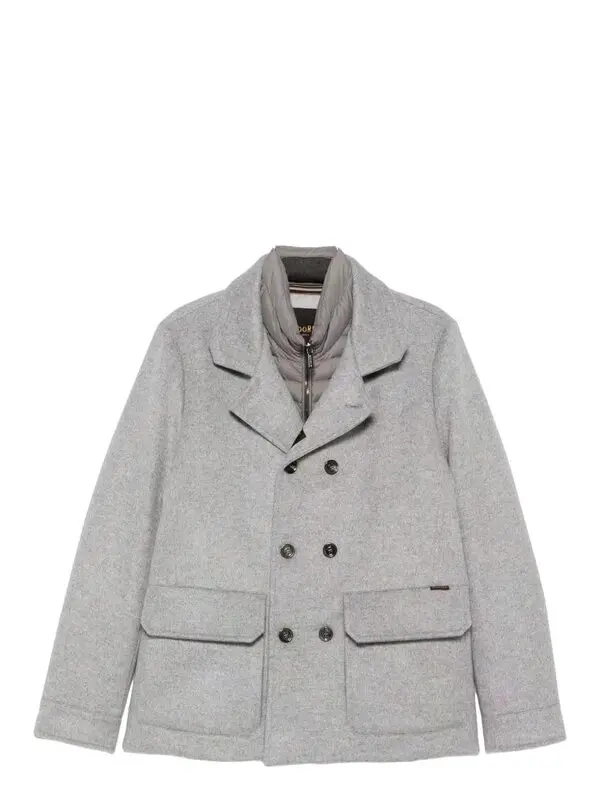 MOORER Double-breasted Notched-lapel Jacket - Grey