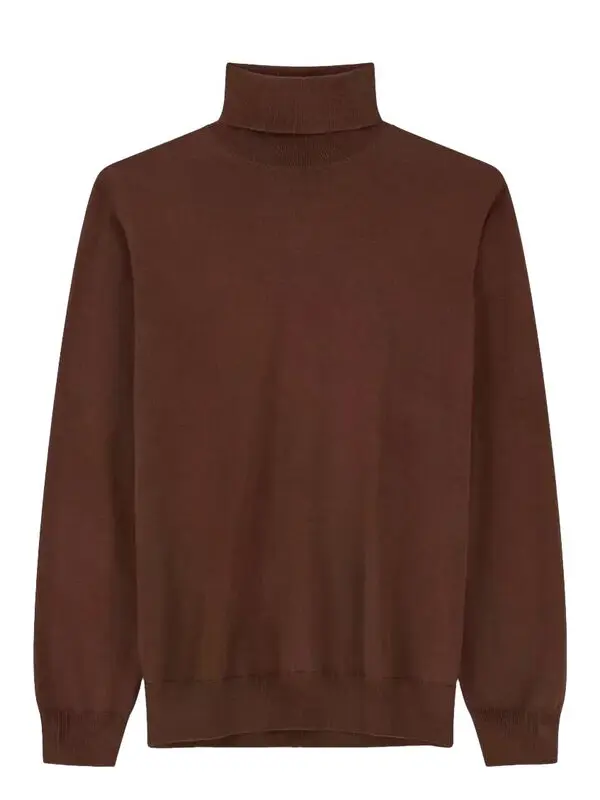 Boggi Milano Turtleneck Jumper In Extrafine Merino Wool - Brown