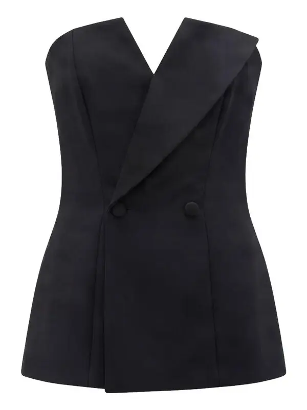 P.a.r.o.s.h Strapless Double-breasted Top - Black