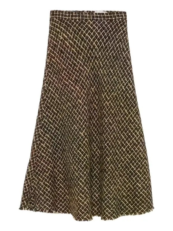 ANDIATA Tweed Midi Skirt - Brown