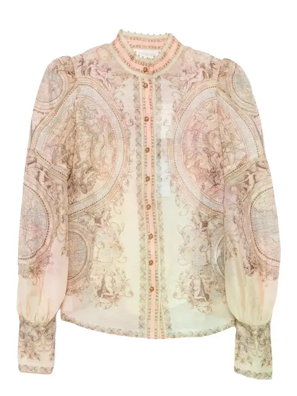 Zimmermann Ascent Printed Puff-sleeve Blouse - Neutrals
