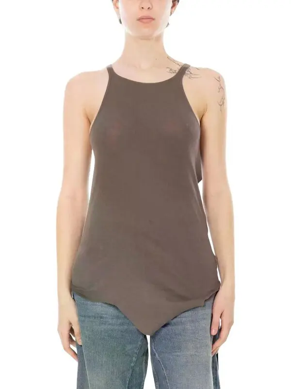 Rick Owens Racer-back Curved-hem Tank Top - Brown