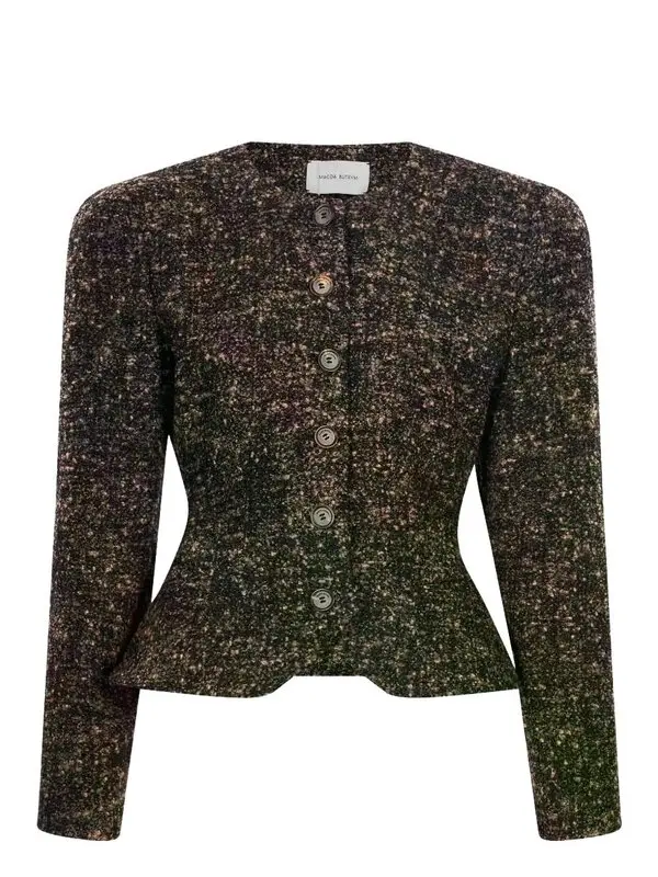 Magda Butrym Bouclé Peplum Blazer - Black