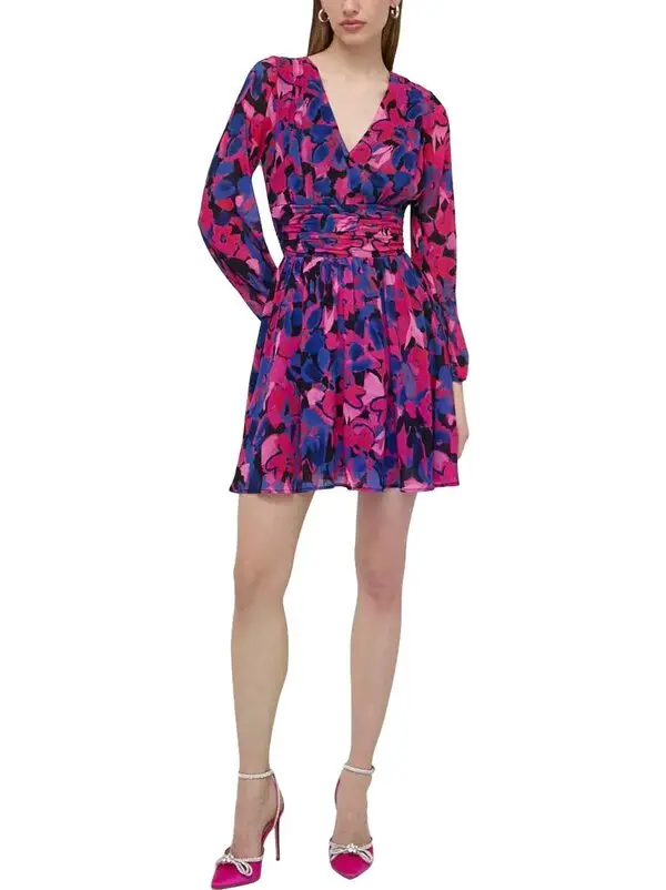 MORGAN Floral-print Ruched-waist Mini Dress - Pink