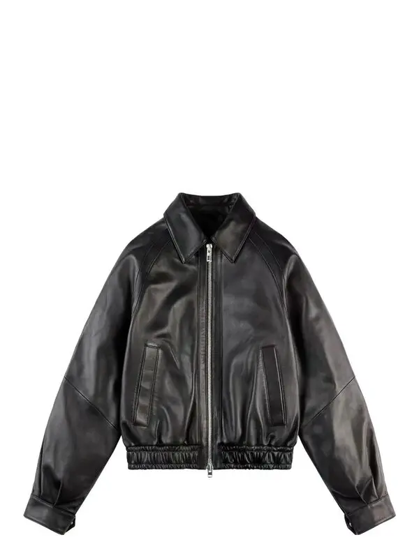 Hogan Bomber Jacket In Nappa Leather - Black