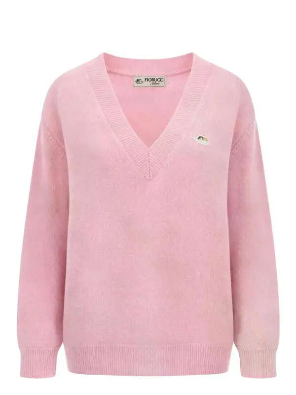Fiorucci V-neck Patch-detail Sweater - Pink