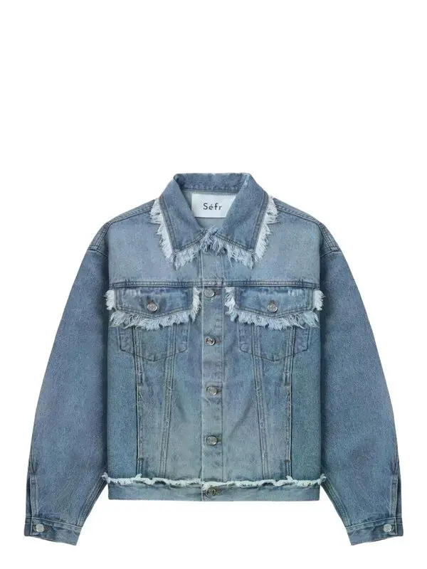 Séfr Frayed Denim Jacket - Blue