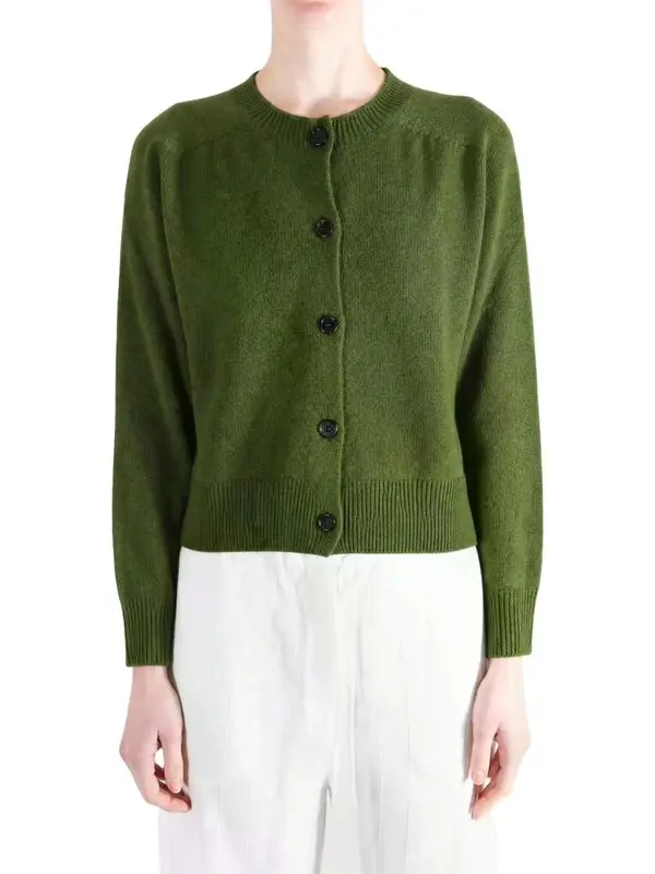 MARGARET HOWELL Crew-neck Button-up Cardigan - Green